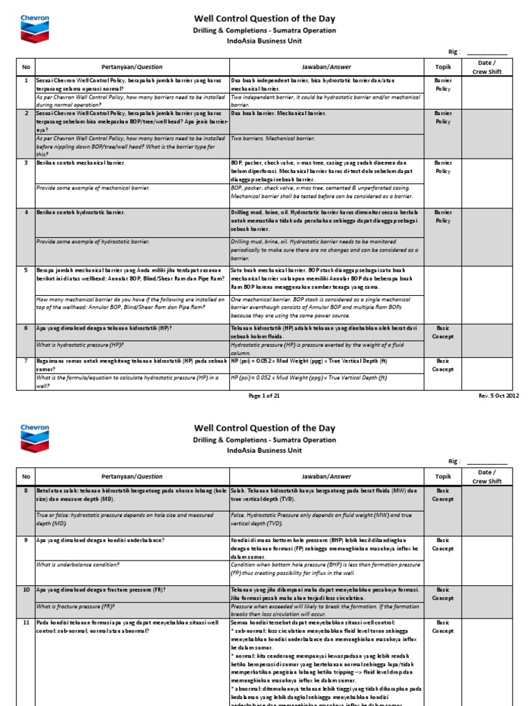 Well Control Question of The Day | PDF | Geotechnical Engineering ...