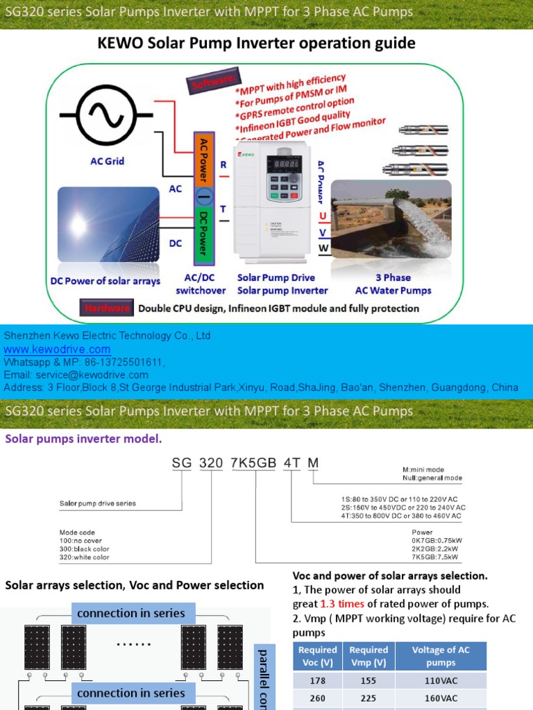 KEWO SG320 Solar Pump Inverter Guide | PDF | Power Inverter ...