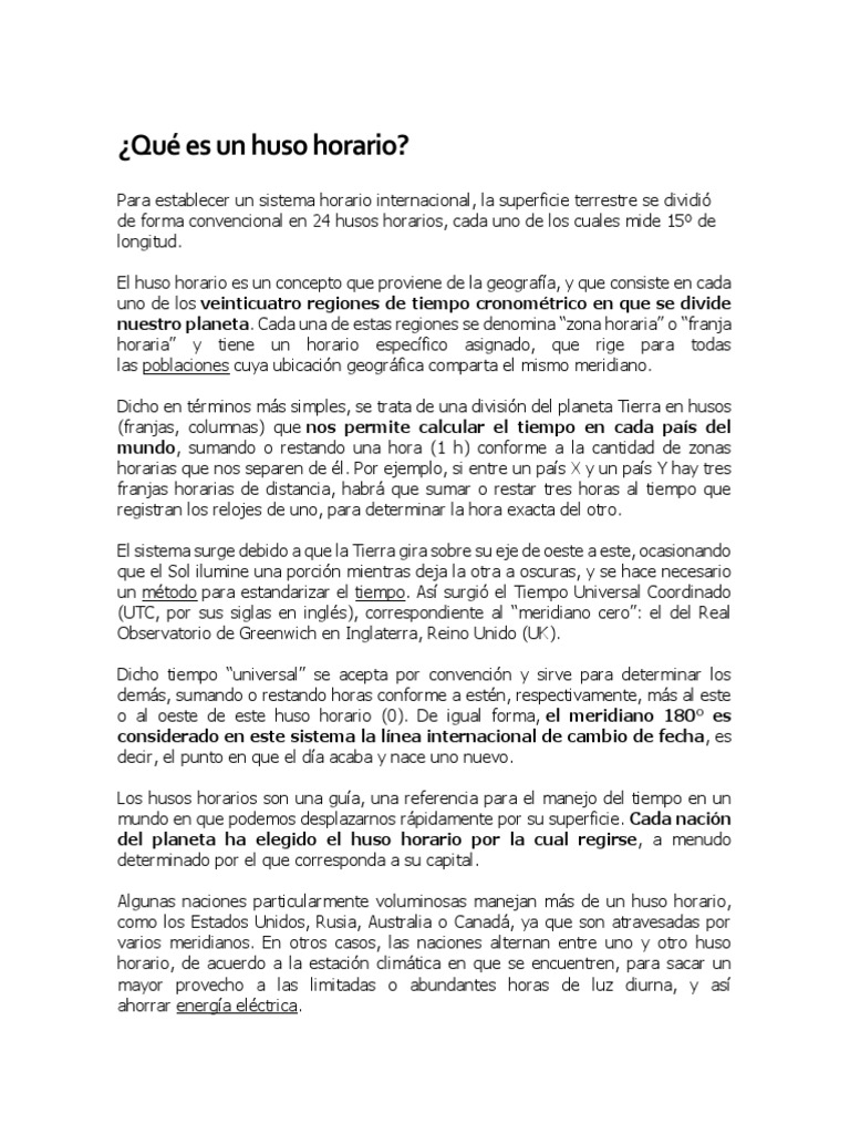 Qué Es Un Huso Horario | PDF | Hora | Geografía