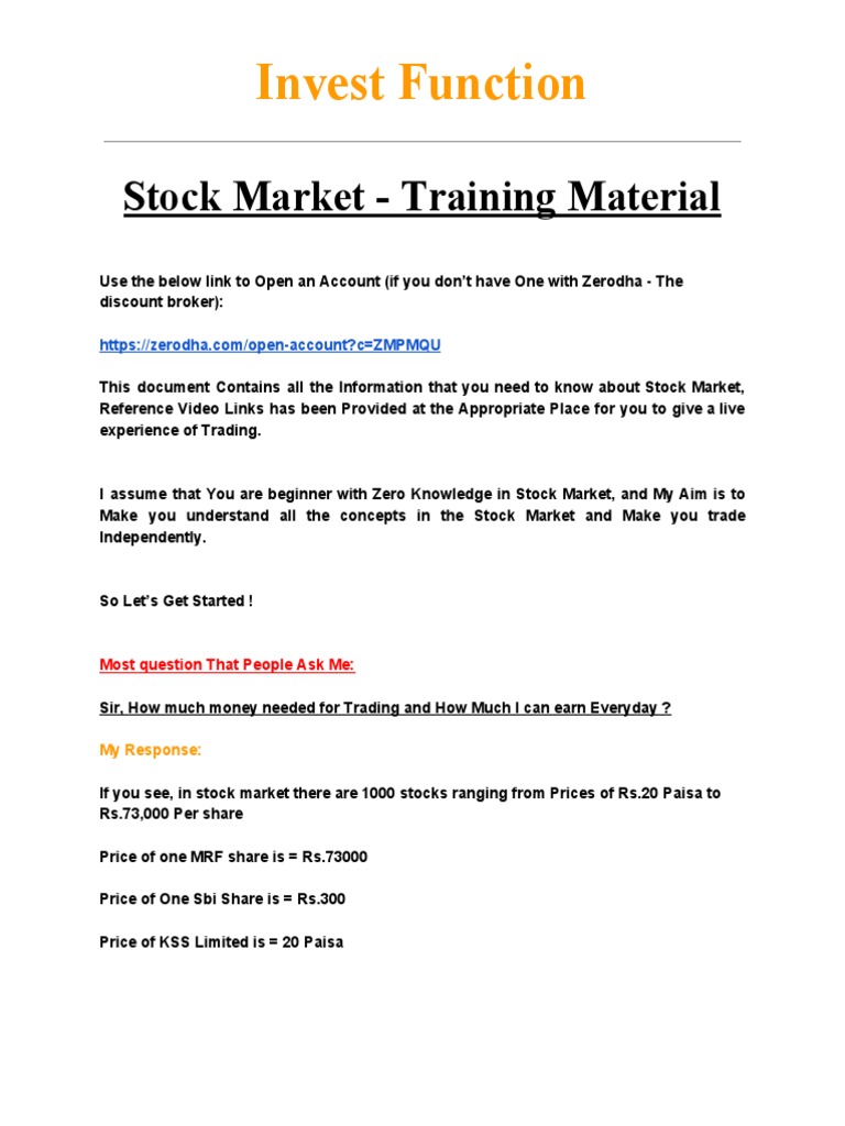 Stock Market Training Course | PDF | Order (Exchange) | Stocks