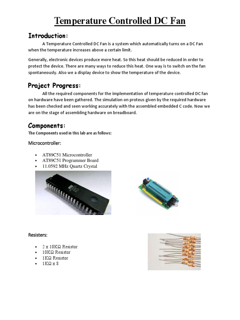 Temperature Controlled DC Fan | PDF | Analogue Electronics | Microcontroller