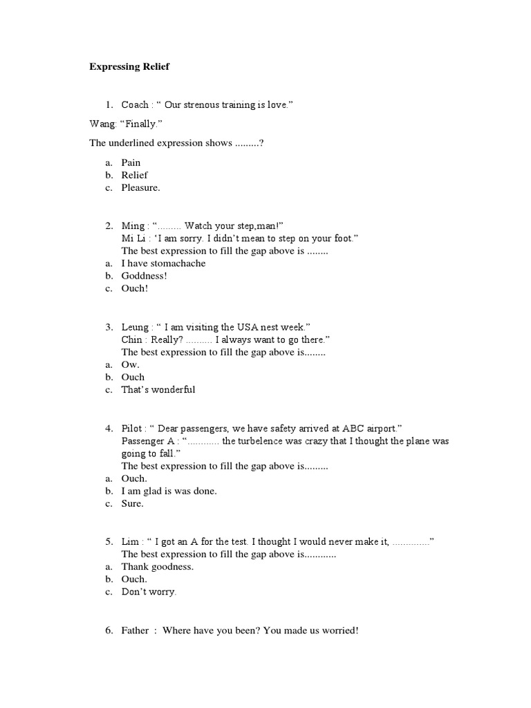 Expressing Relief | PDF