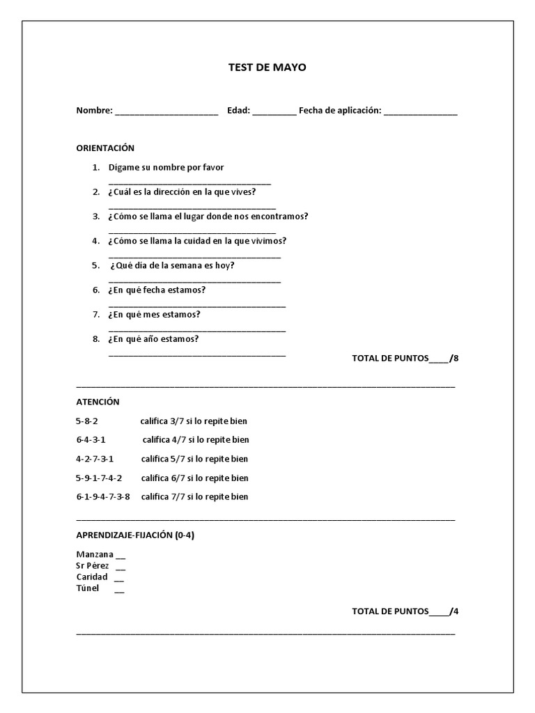 Test de Mayo | PDF
