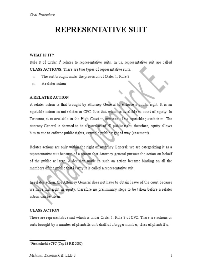 Representative Suit What Is It | PDF | Class Action | Lawsuit