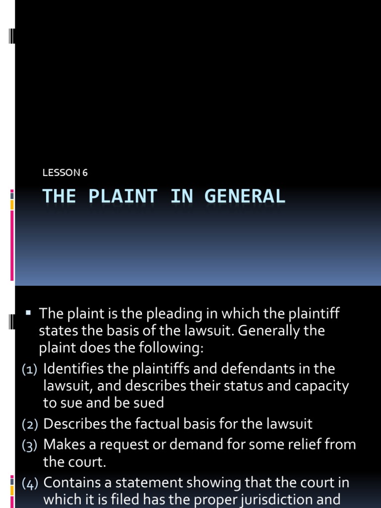 Lecture 9 - The Plaint in General | PDF | Damages | Injunction