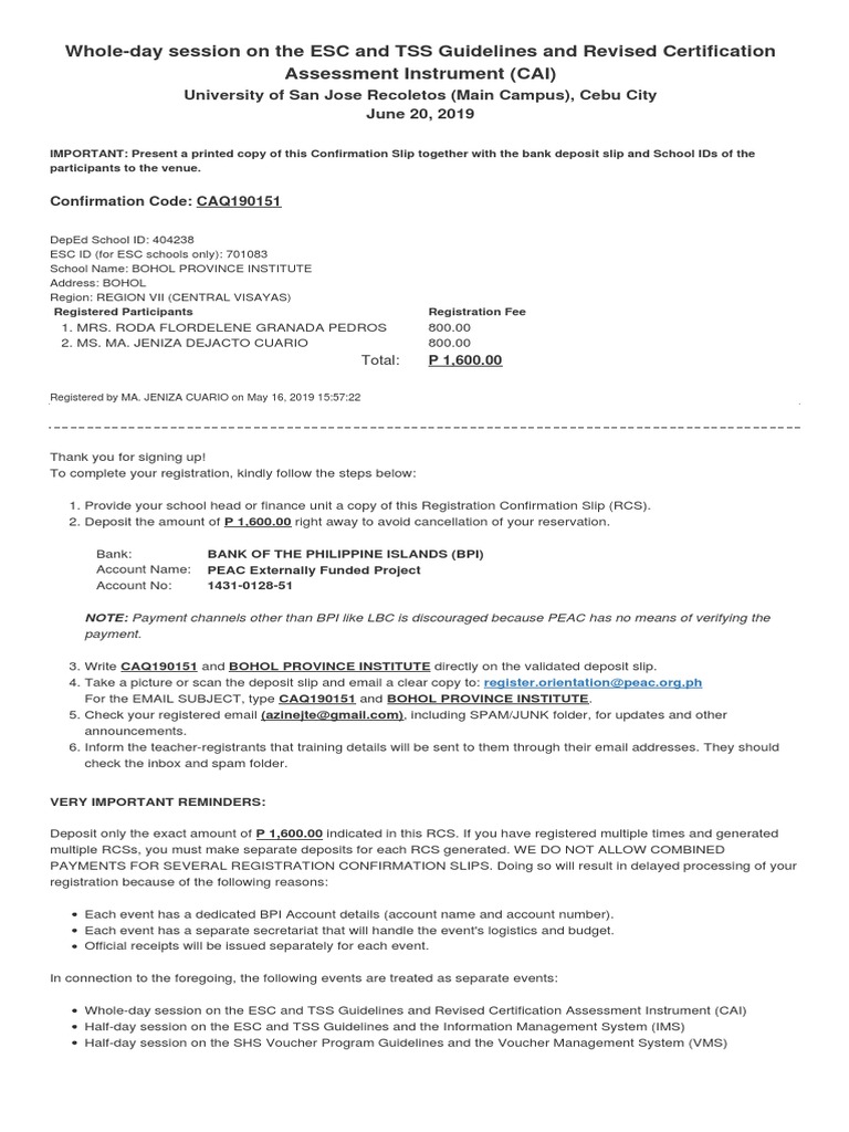 Confirmation Slip CAQ190151 | PDF | Deposit Account | Banking