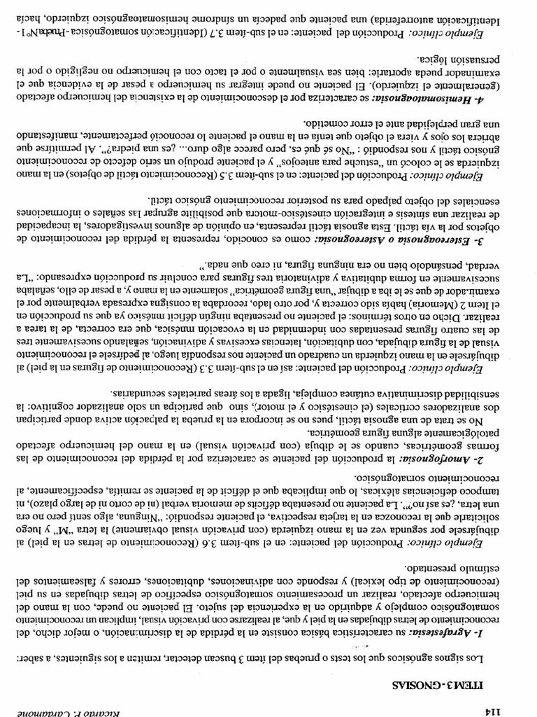 Semiología Neuropsicológica. GNOSIAS | PDF