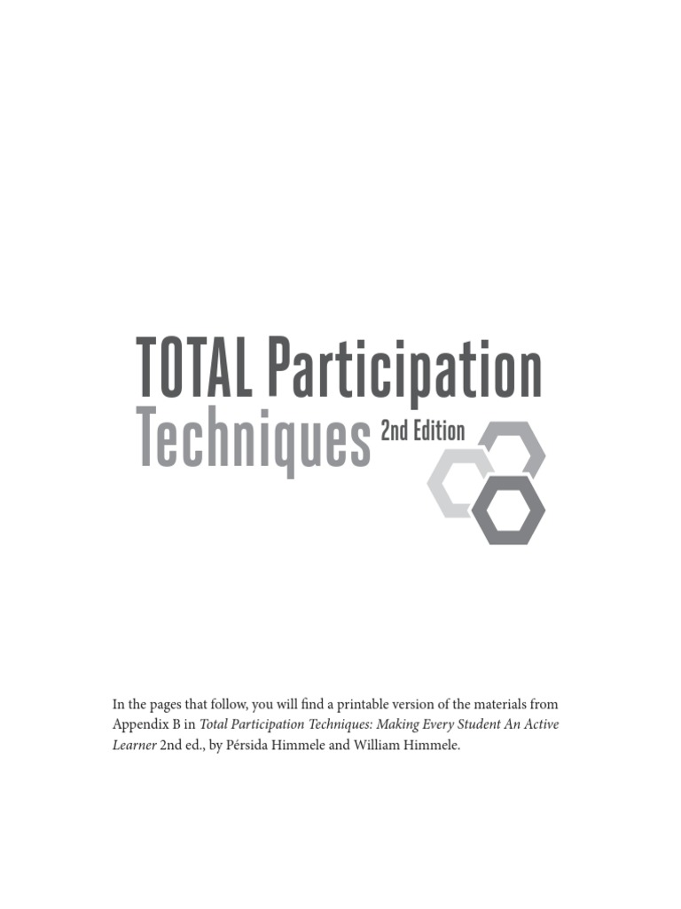 Total Participation Techniques Making Every Student An Active Learner ...