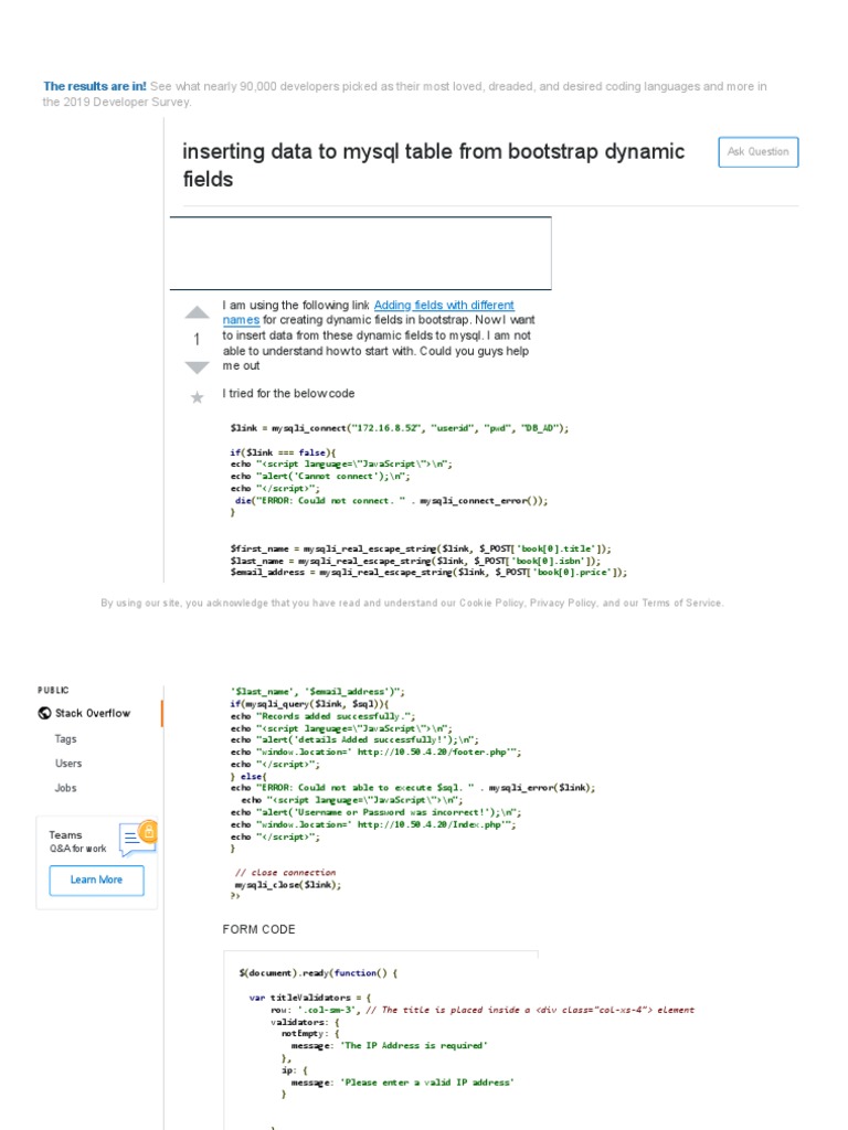 Inserting Data from Dynamic Bootstrap Fields into MySQL Database | PDF | Cascading Style Sheets ...