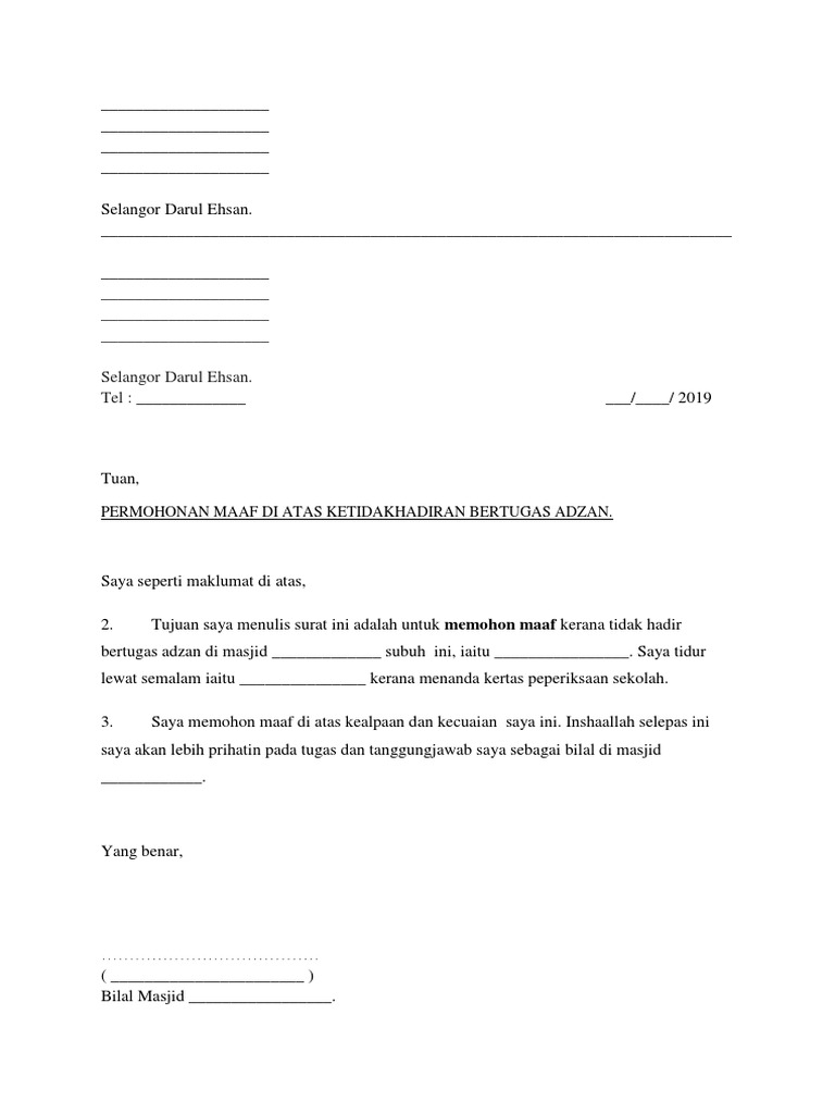 Surat Permohonan Maaf RASMI | PDF Surat Permohonan Maaf RASMI | PDF