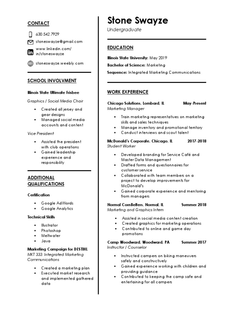 Stone Swayze Resume 06-20 | PDF | Marketing Communications | Social Media