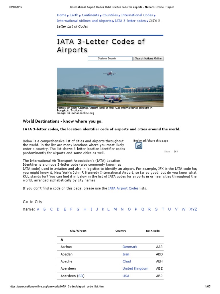 IATA 3-Letter Airport Codes: A Comprehensive List of Airports and ...