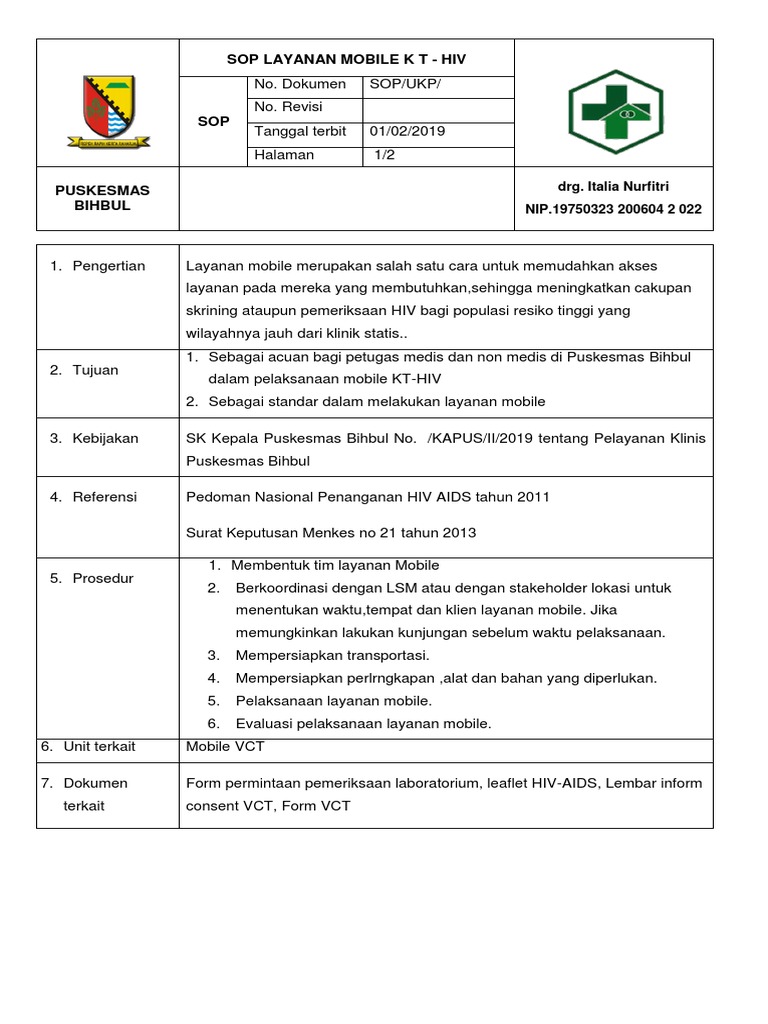 Sop Mobile Kt-HIV | PDF | Pengembangan Diri