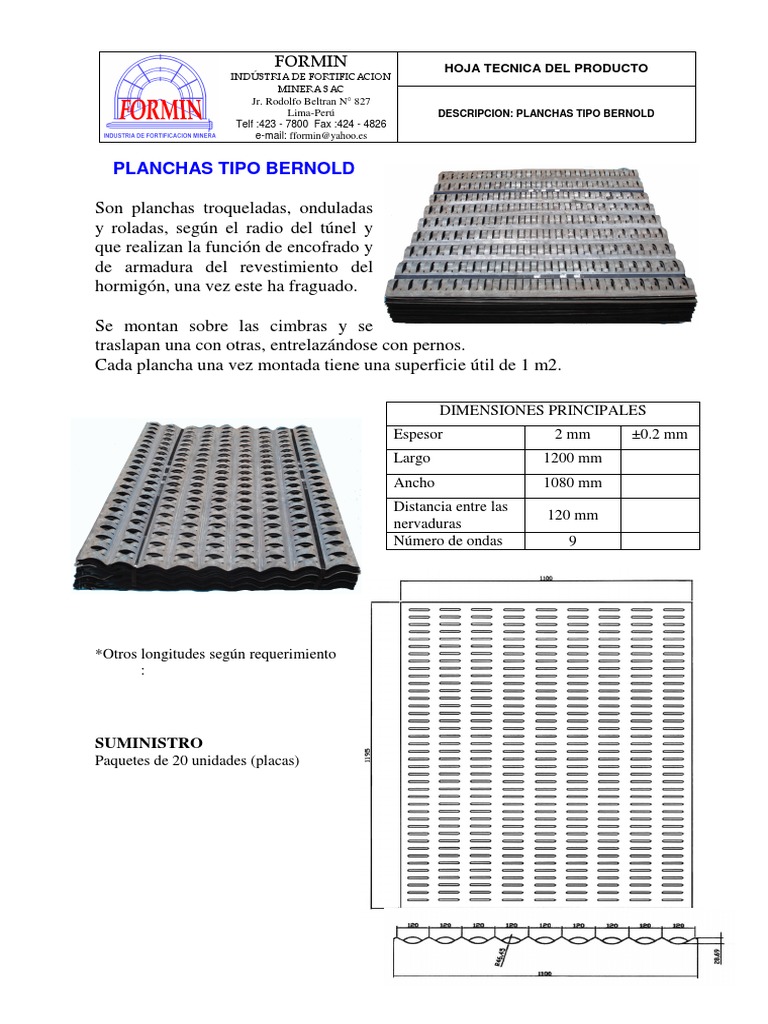 Ficha Técnica de Planchas Bernold | PDF