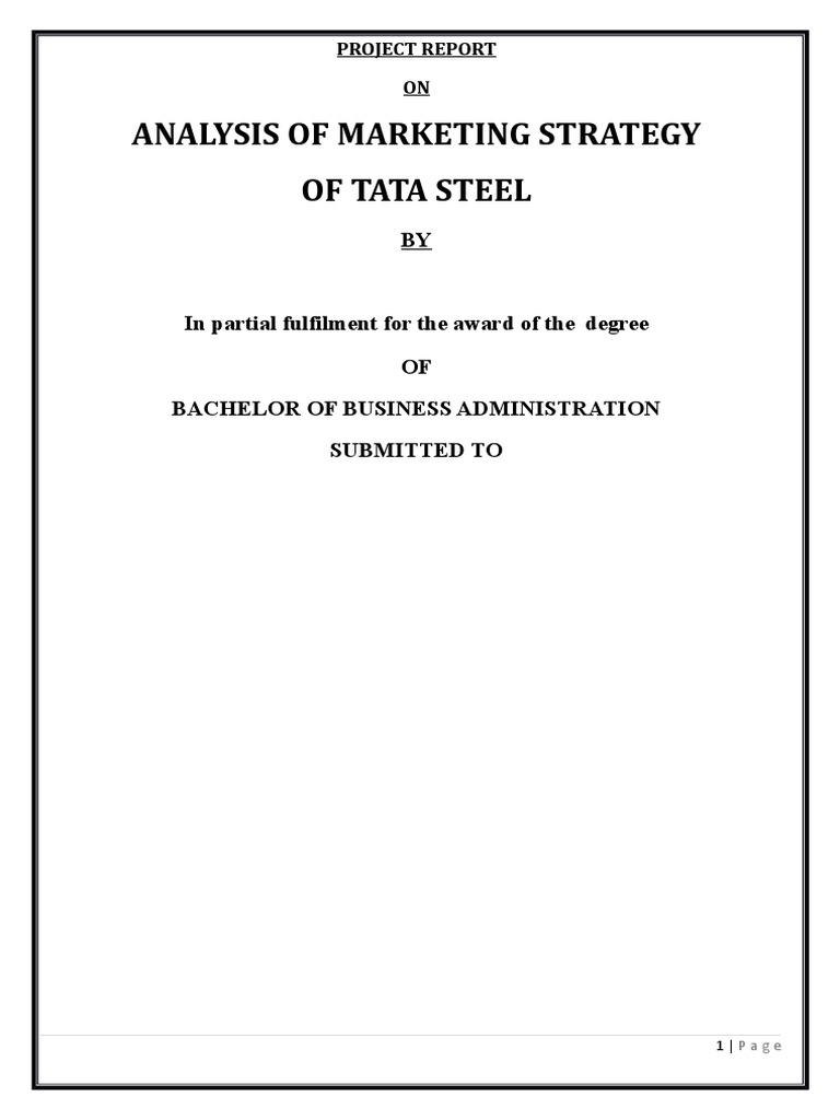 Analysis of Marketing Strategy of Tata Steel: Project Report ON | PDF ...