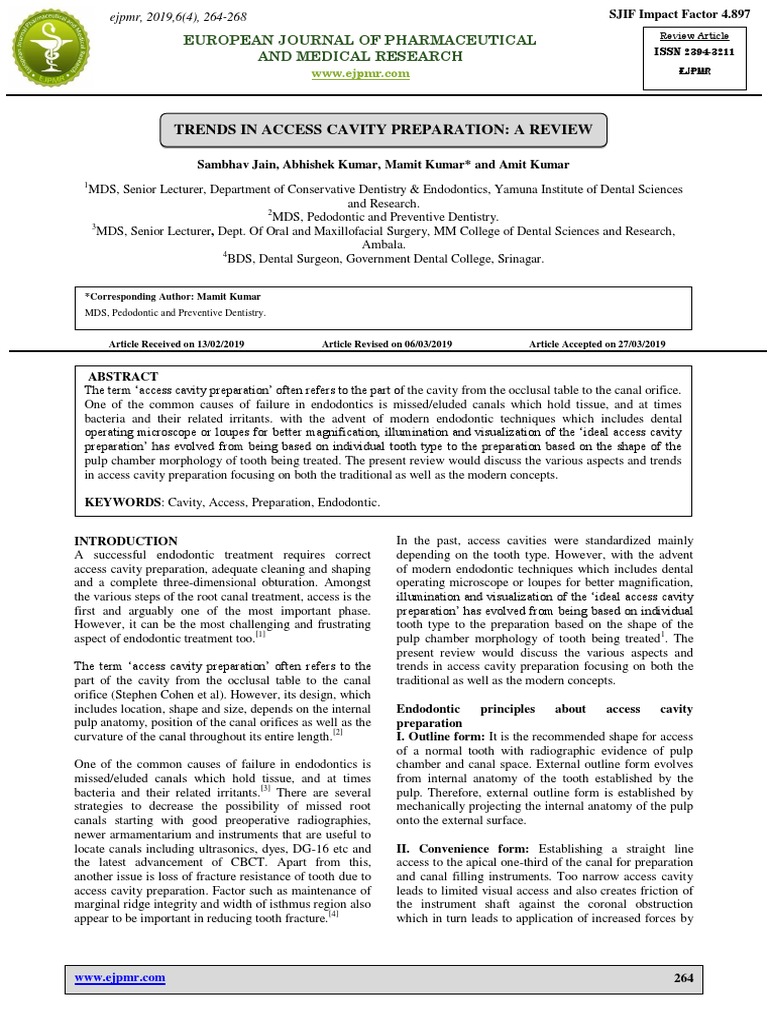 Endodontic Access | PDF | Dentistry | Dentistry Branches