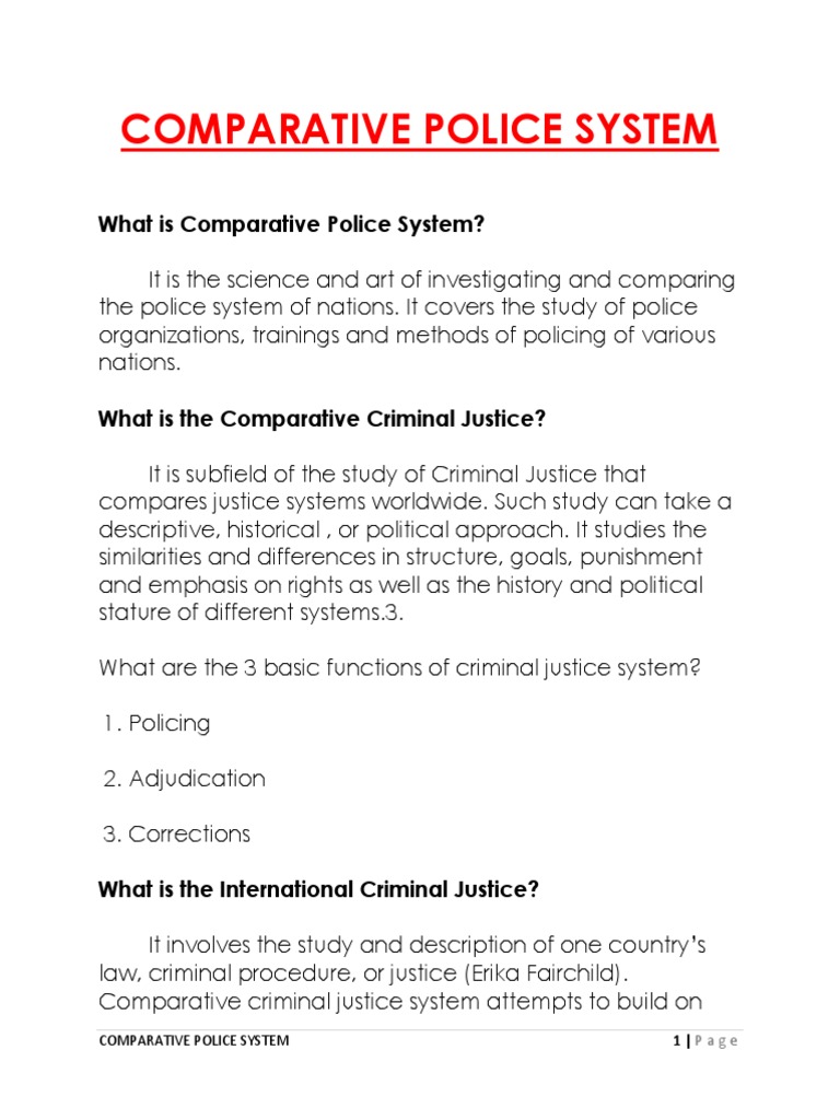 Comparative Police Systems Explained | PDF | Organized Crime ...
