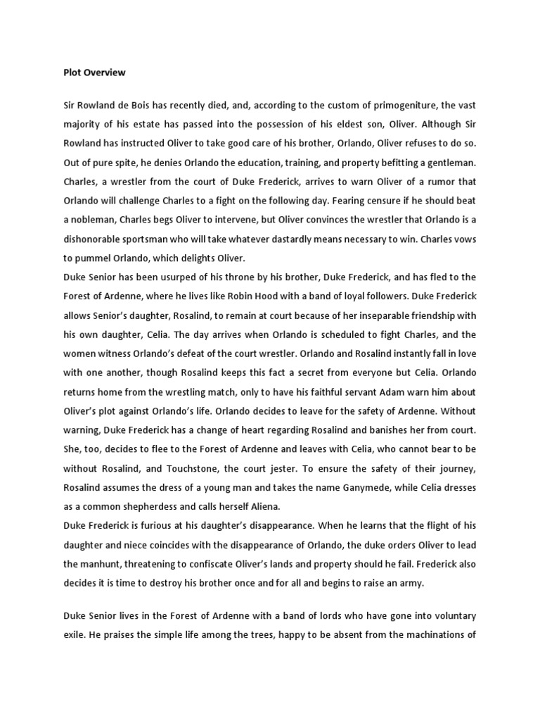 As You Like It Plot Overview | PDF | Literary Characters ...