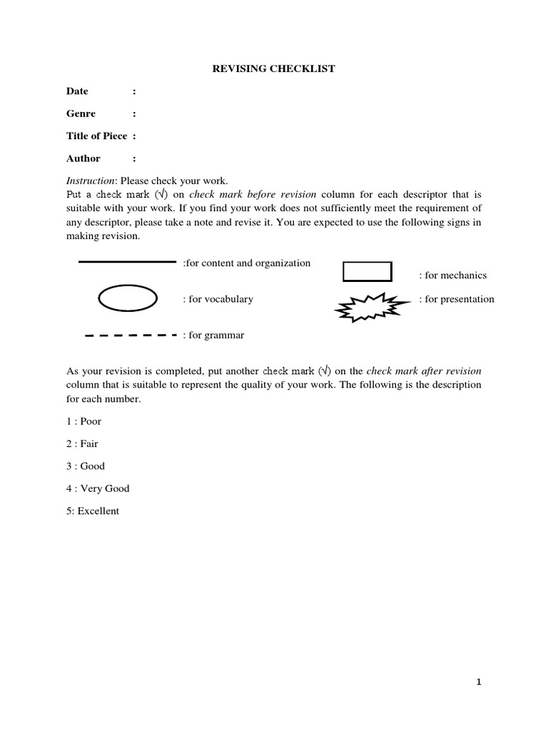 Revising Checklist Scale | PDF | Human Communication | Language Mechanics