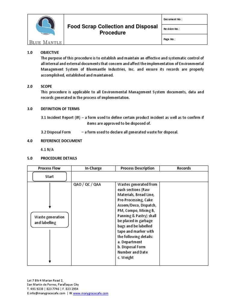 Food Scrap Collection and Disposal Procedure | PDF | Waste Management ...