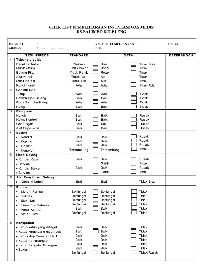 Check List Gas Medis | PDF