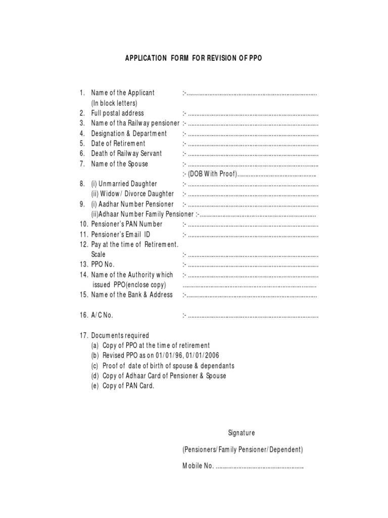 Application Form For Revision of Ppo | PDF