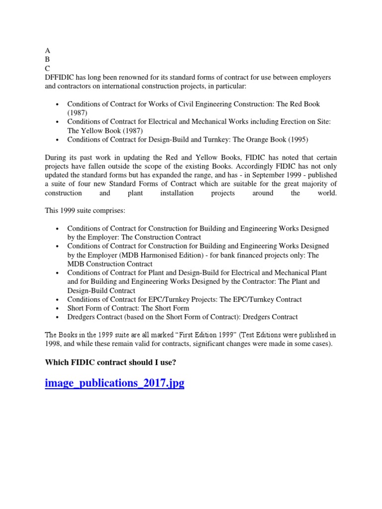 Navigating FIDIC's Suite of Standard Form Construction Contracts | PDF ...