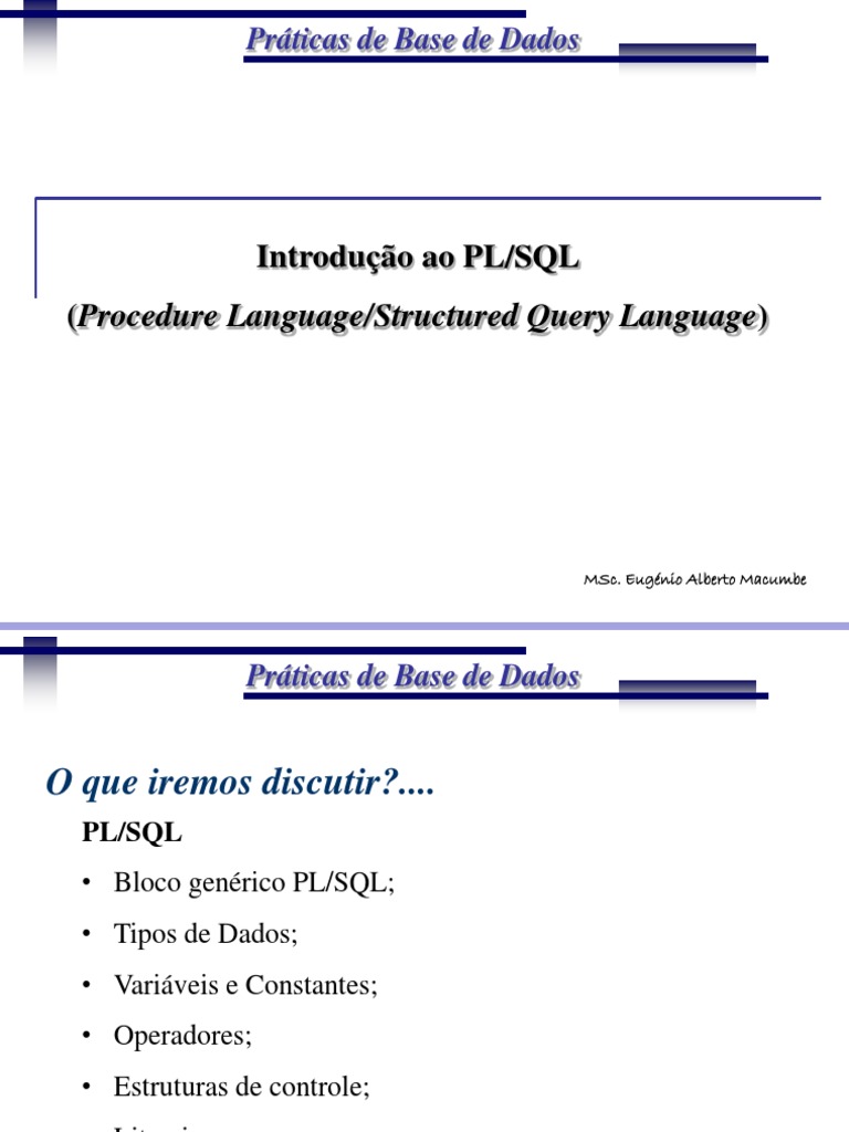 Introdução Ao PL-SQL | PDF | PL/SQL | SQL