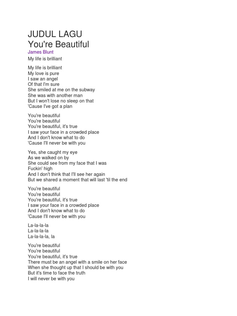 JUDUL LAGU You're Beautiful dan You Are The Reason | PDF