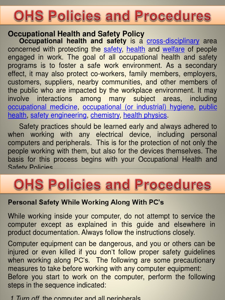 OHS Policies & Procedures | Download Free PDF | Personal Protective ... OHS Policies & Procedures | Download Free PDF | Personal Protective ...