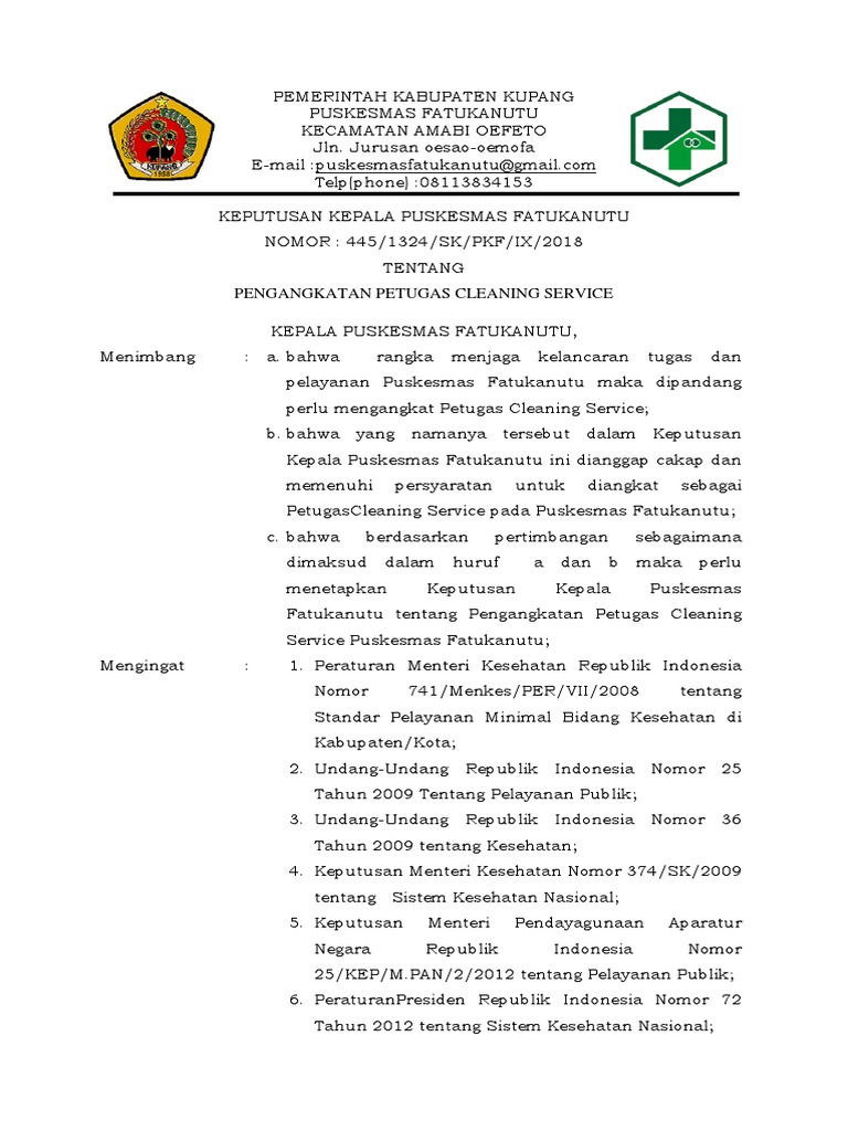 SK Pengangkatan Tenaga Cleaning Service | PDF