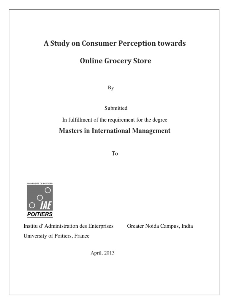 A Study On Consumer Perception Towards Online Grocery Store | PDF | E ...