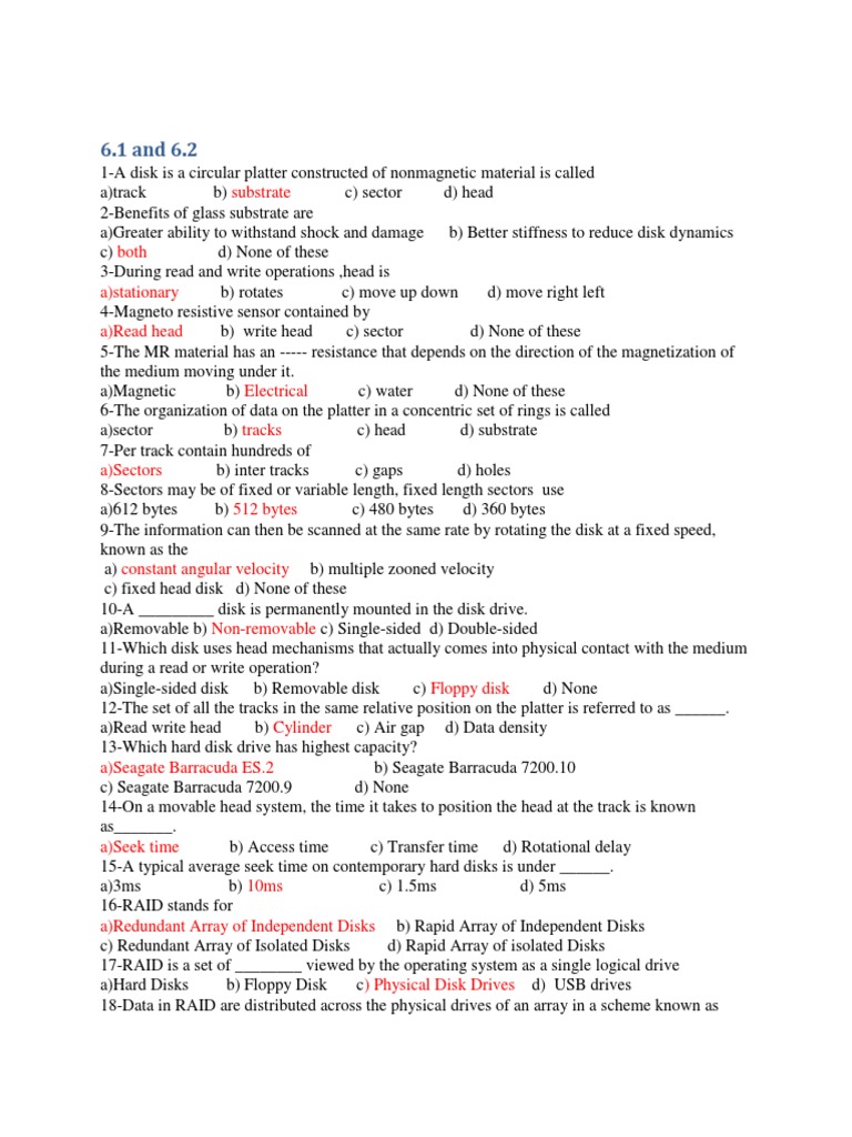 Computer Architecture MCQ S | PDF | Scheduling (Computing) | Hard Disk ...