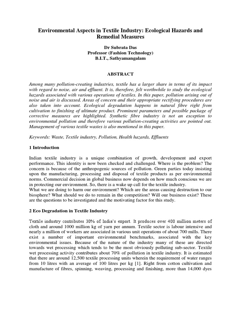 Textile Ecology (Textile School) | PDF | Cotton | Agriculture