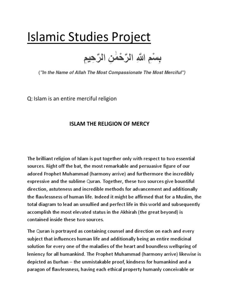 Islamic Studies Project: Q: Islam Is An Entire Merciful Religion | PDF ...