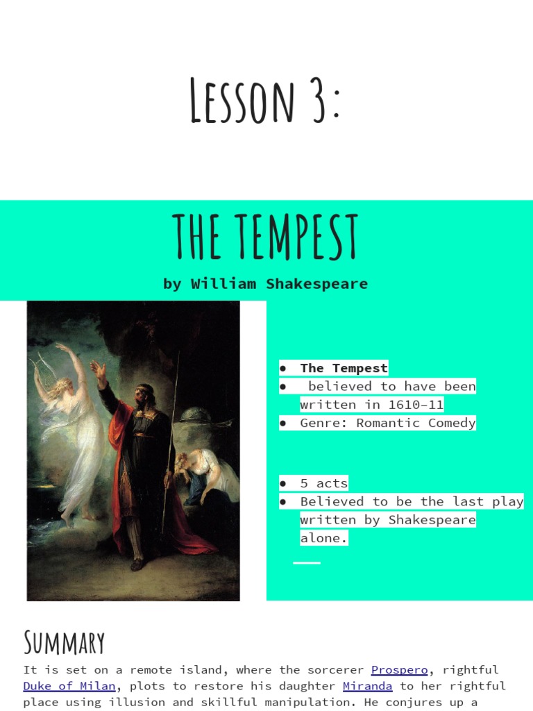 L3 - The Tempest | PDF | The Tempest | Castaways