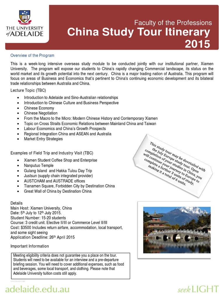 China Study Tour Itinerary | PDF