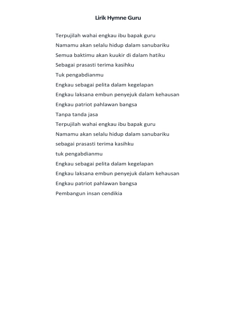 Lirik Hymne Guru | PDF