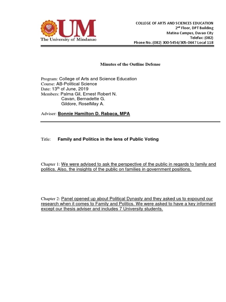 Minutes of The Outline Defense | PDF