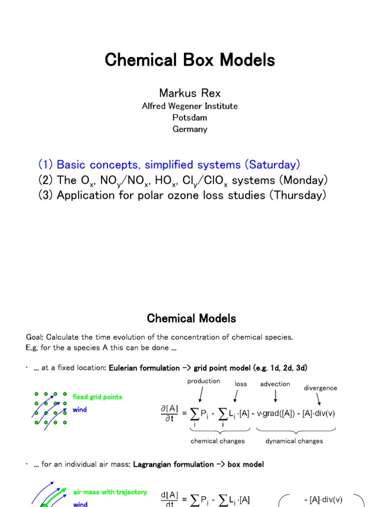 Chemical Box Models: Markus Rex | PDF | Photodissociation | Enthalpy