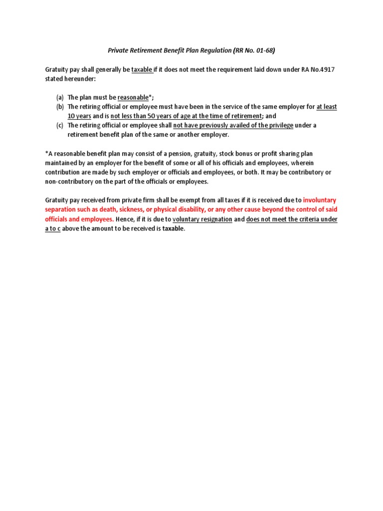 Private Retirement Benefit Plan Regulation | PDF | Business | Law