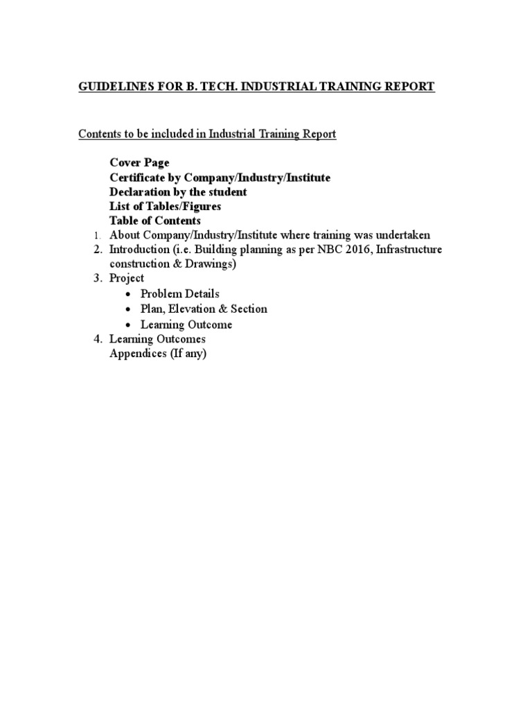 Industrial Training - Report - Format | PDF | Academic Degree ...