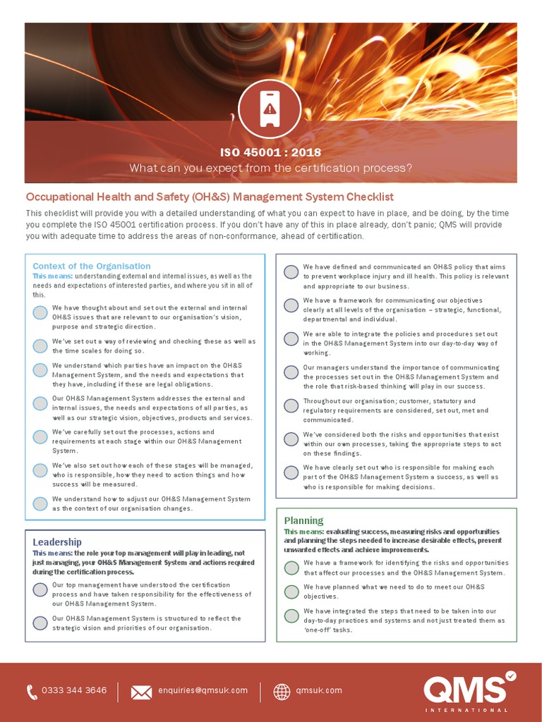 Product Checklist - IsO 45001 | PDF | Evaluation | Business