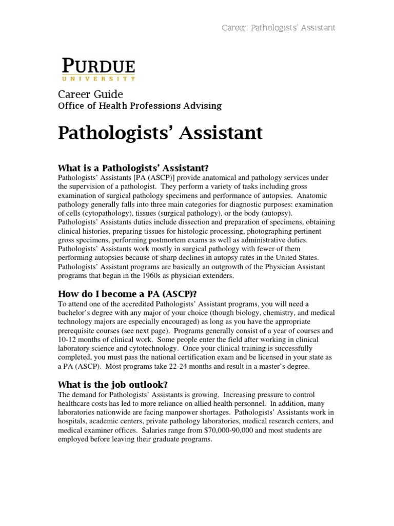 An Insightful Overview of the Pathologists' Assistant Career Path ...