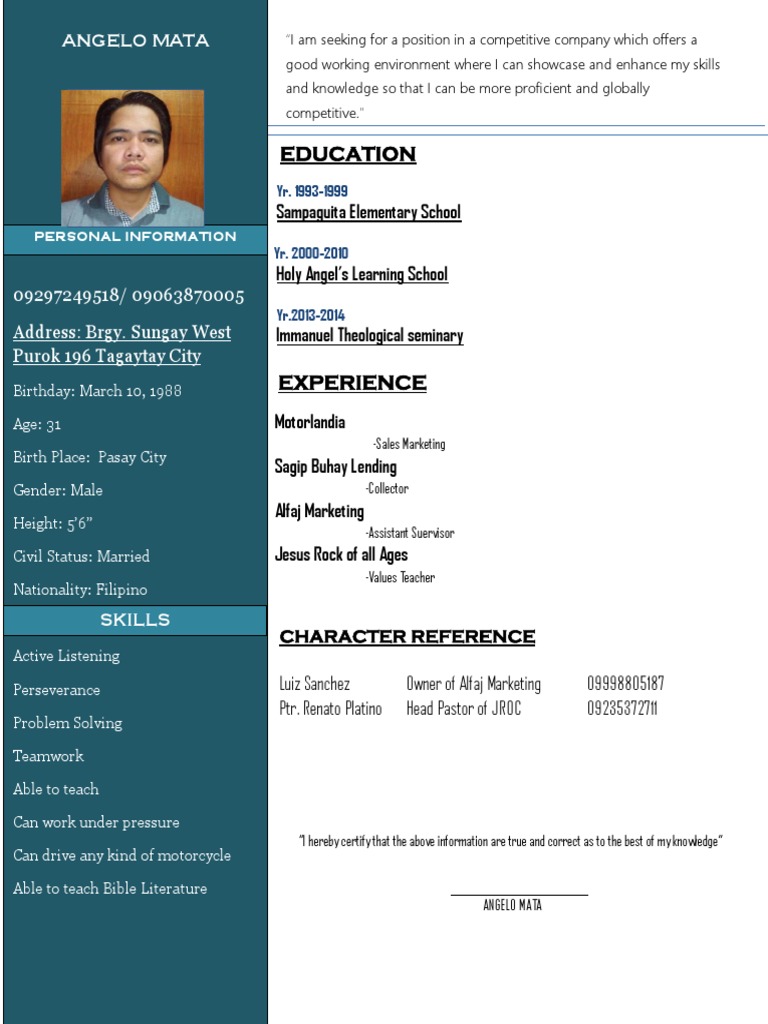 Angelo Resume | PDF