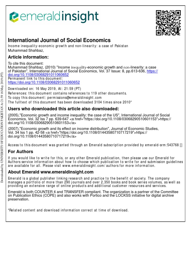 International Journal of Social Economics: Article Information | PDF ...