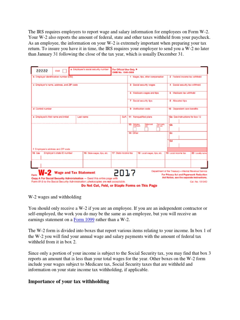 Importance of Your Tax Withholding: Form 1099 | PDF | Irs Tax Forms ...