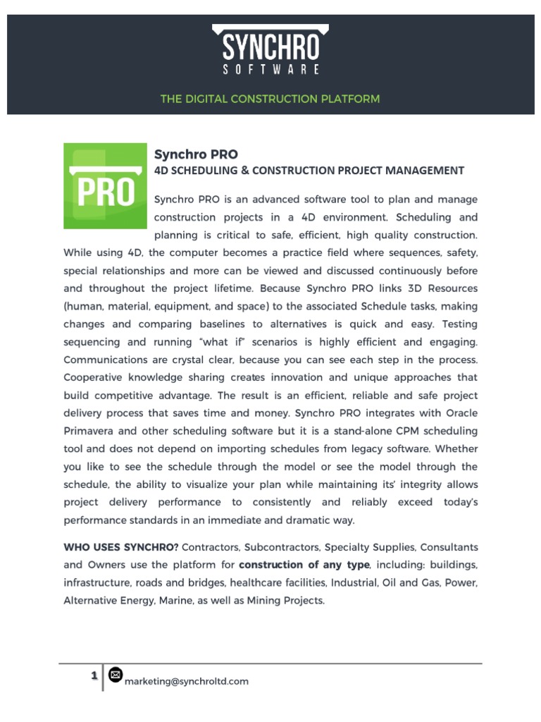 Synchro PRO 4D Construction Management | PDF | Computer File ...