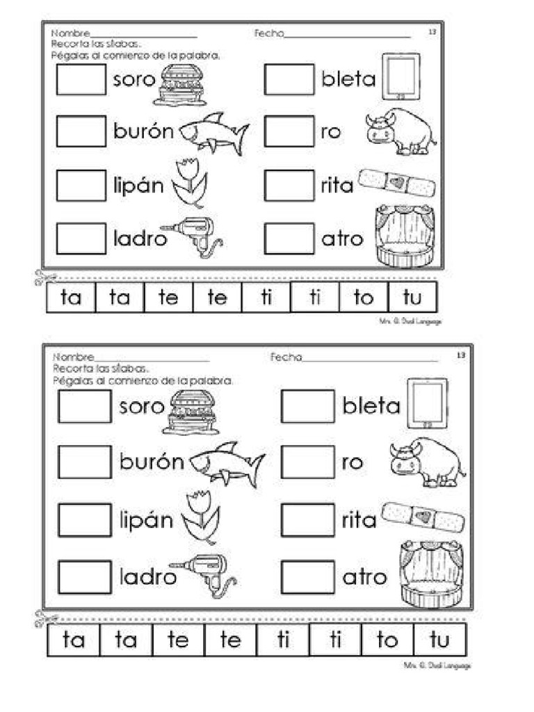 Actividades Letra T 2 | PDF