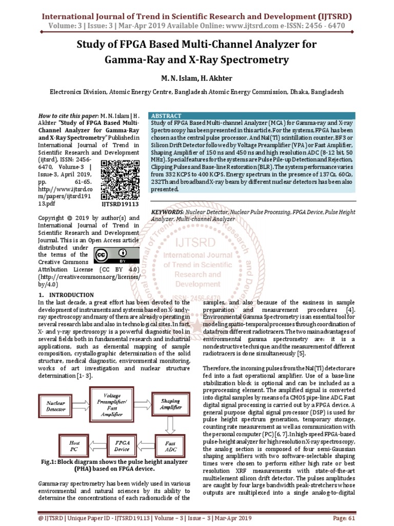 Study of FPGA Based Multi Channel Analyzer For Gamma Ray and X Ray ...